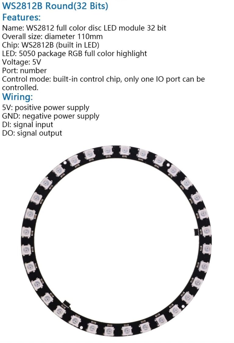 RGB LED Ring Light 8/12/16/24/32 Bit WS2812 for Arduino DIY Kit – HobbyRC BD