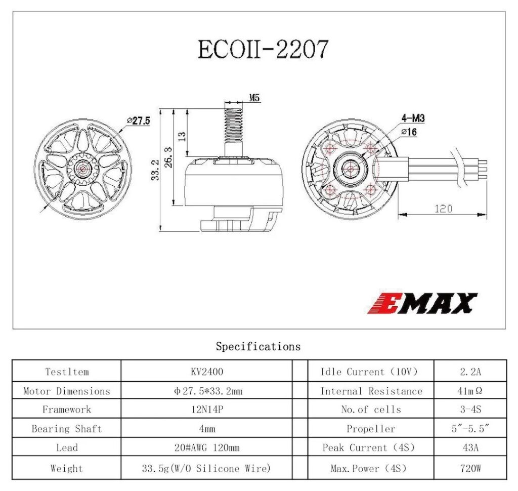Emax ECO II Series 2207 2400KV BLDC Motor for FPV – HobbyRC BD