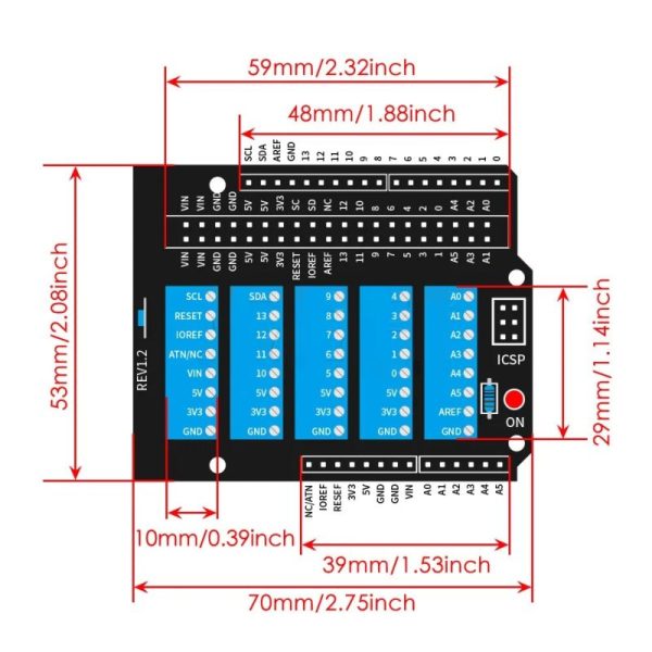 52Pi GPIO Terminal Block Expansion Module for Arduino UNO – HobbyRC BD